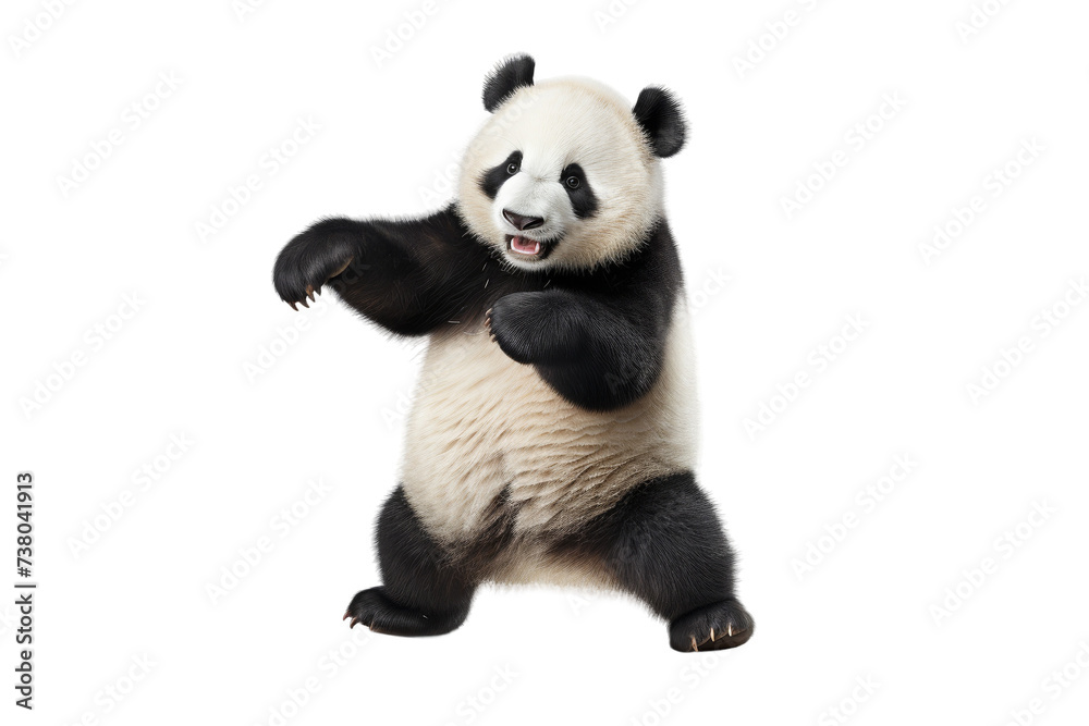 Foto de Black and White Panda Standing on Hind Legs. A black and white ...