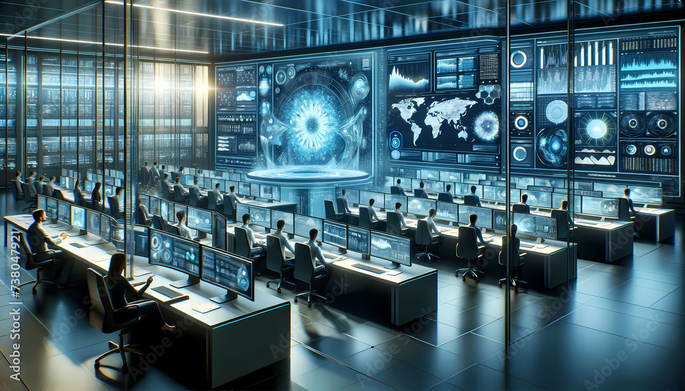 A state-of-the-art analytics lab filled with the latest data ...