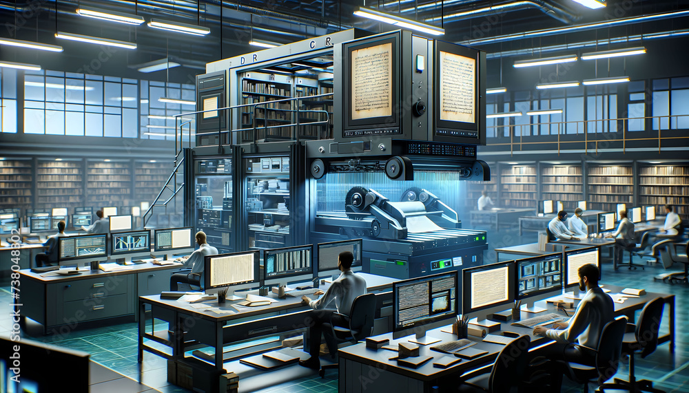 Foto de A high-tech OCR (Optical Character Recognition) lab, equipped ...