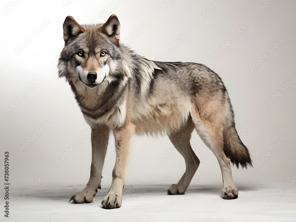 "North American Gray Wolf Watercolor Logo on White Background" "Vintage ...