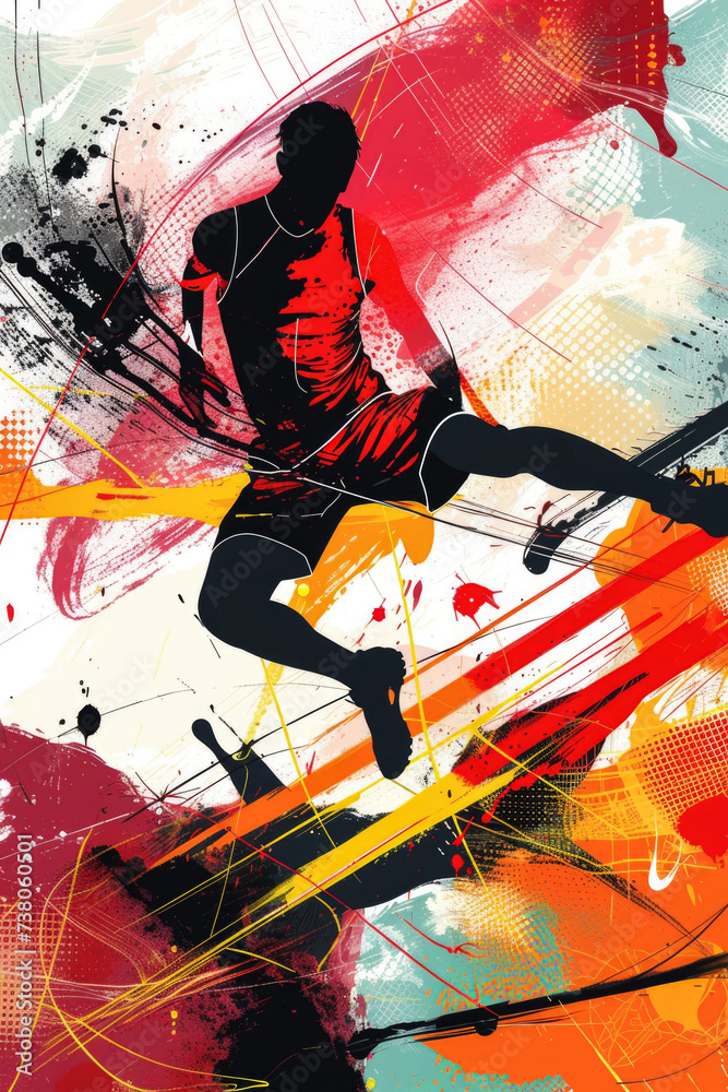 Dynamic abstract sports background with jumping sportsman Stock ...