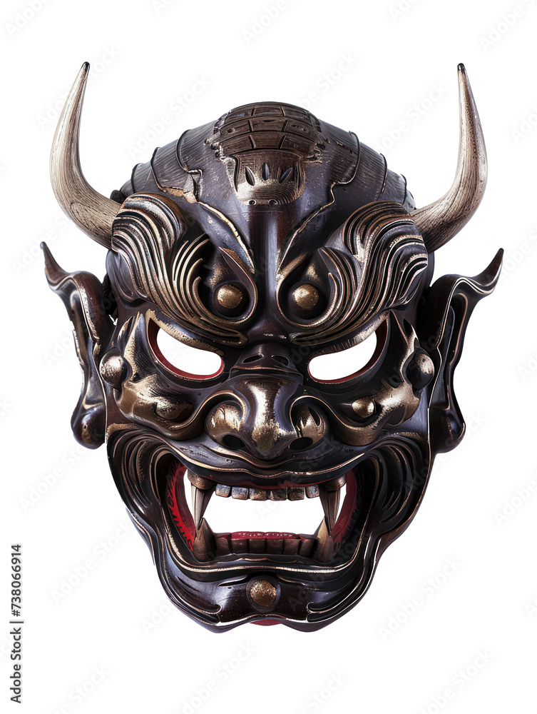 Isolated Realistic Yokai Mask On Transparent Background, Detailed ...