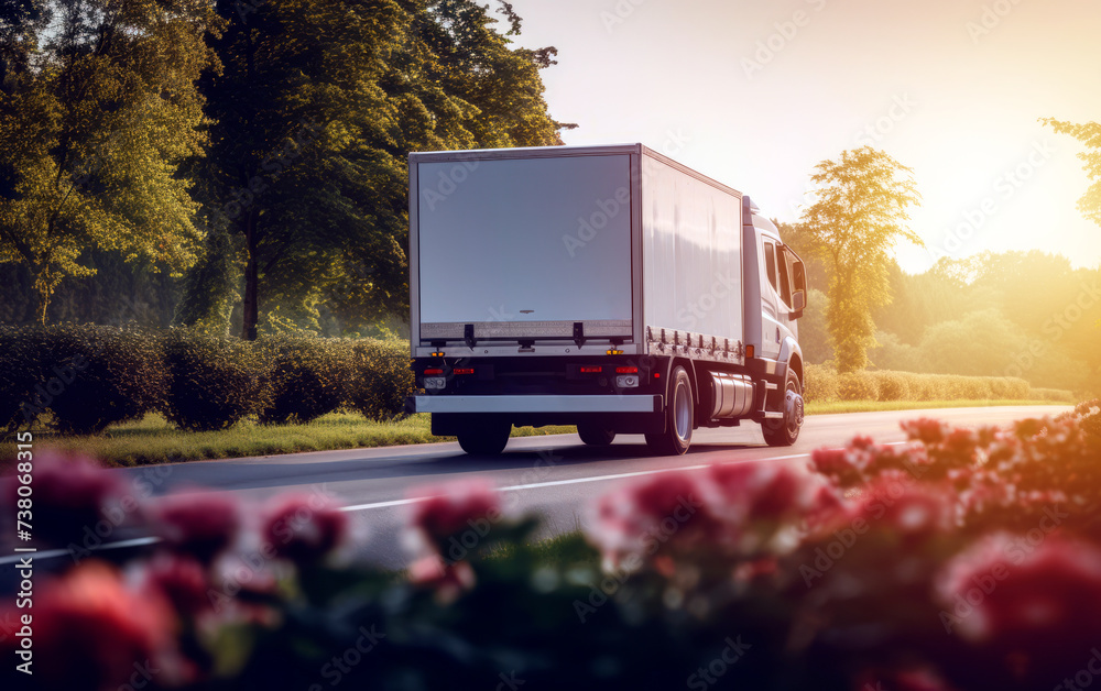 Loaded white truck on motorway for mockup. Stock Photo | Adobe Stock