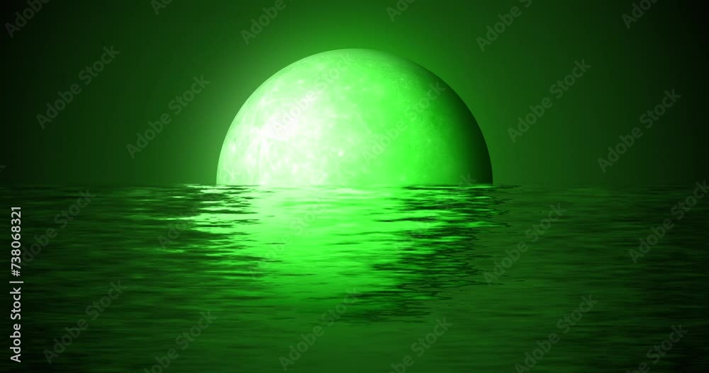 Vidéo Stock Full and New moon phases on a starry sky and water waves ...