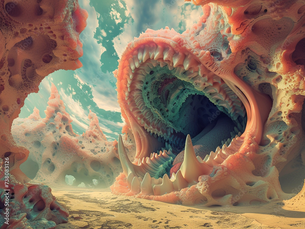 An otherworldly alien landscape harmonizing with the captivating ...