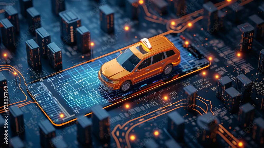 smart city public transportation control and mobile app to order taxi ...