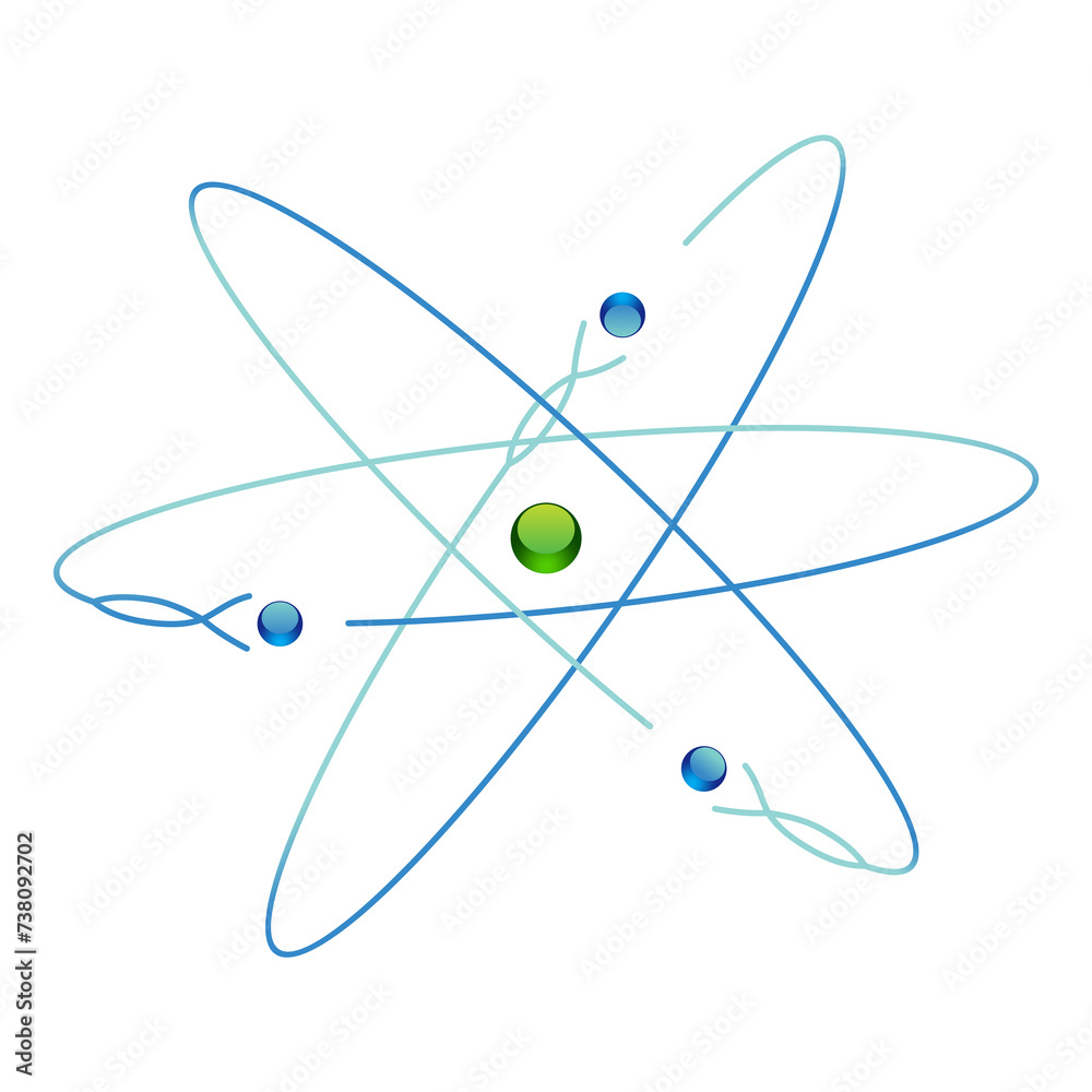 Atom symbols of nuclear energy icon. Scientific research and molecular ...