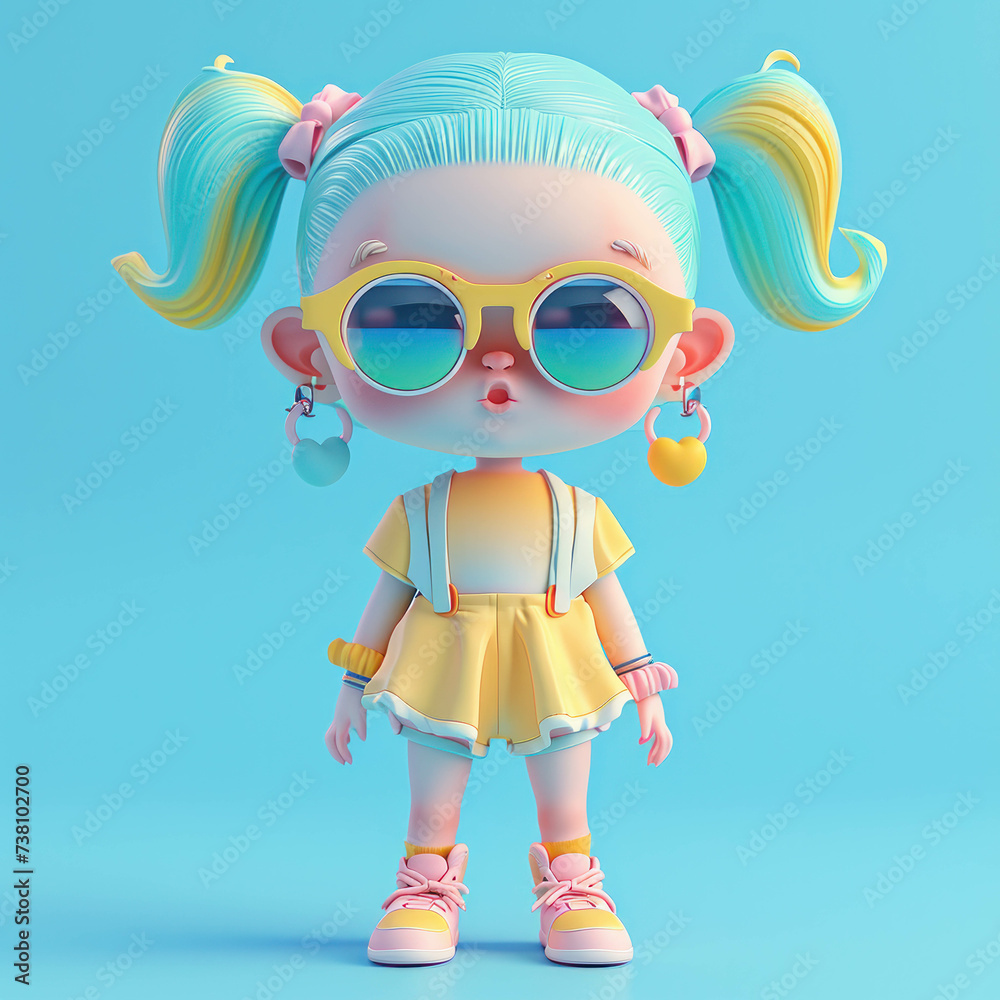 Sweet girl figure by Popmart in pastel colors, 3D render, 4K resolution ...