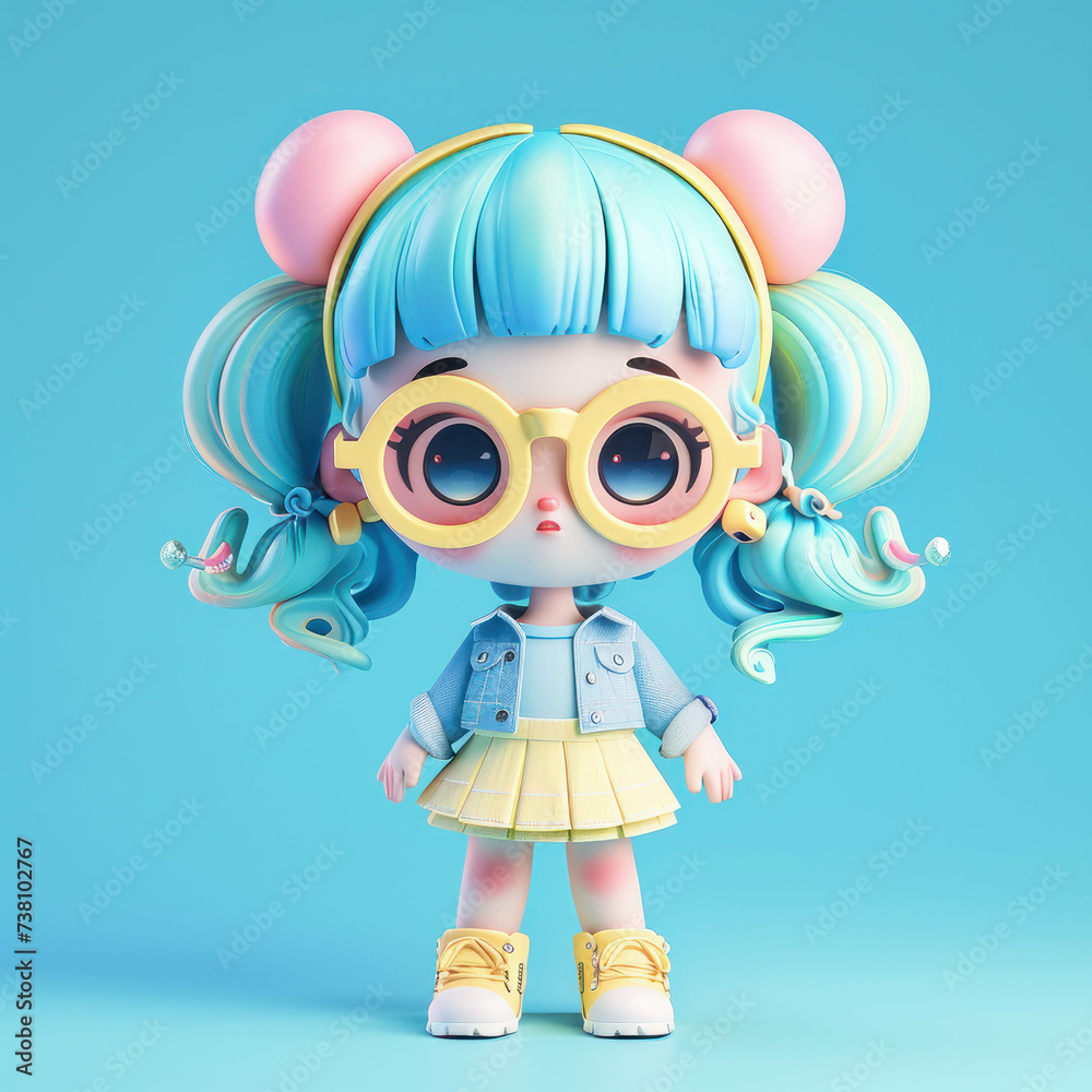 Super cute girl toy by Popmart, light blue, summer vibes, pastel colors ...