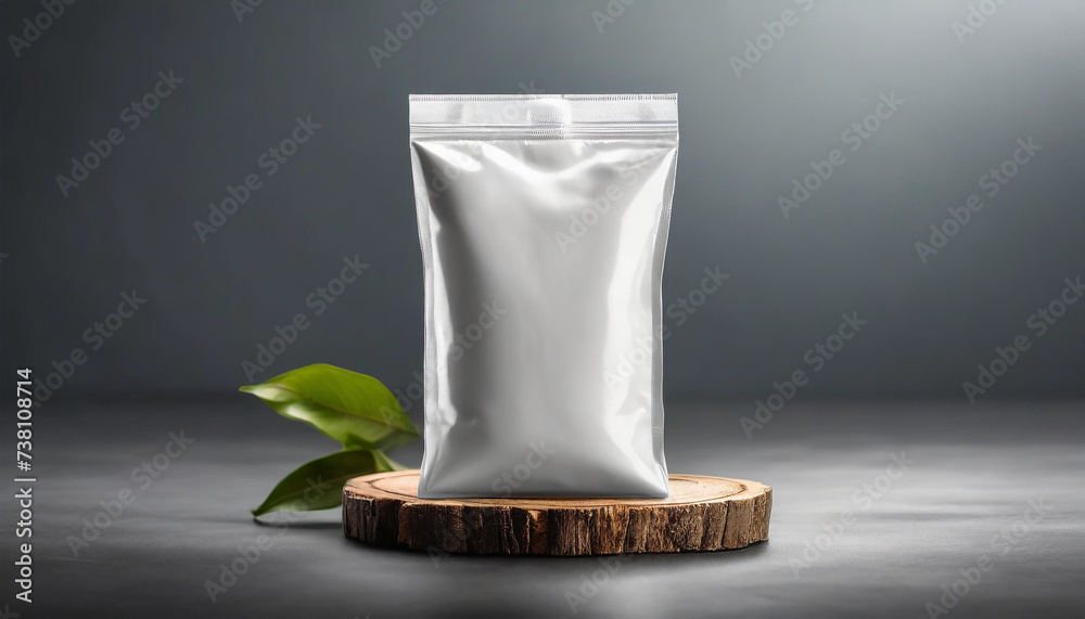 blank stand-up pouch bag mockup for creative designs. White background ...