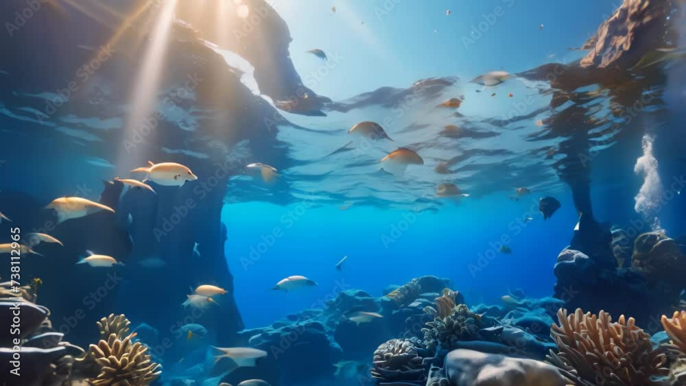 4K HD Video of many varieties of tropical fish swimming around in a ...