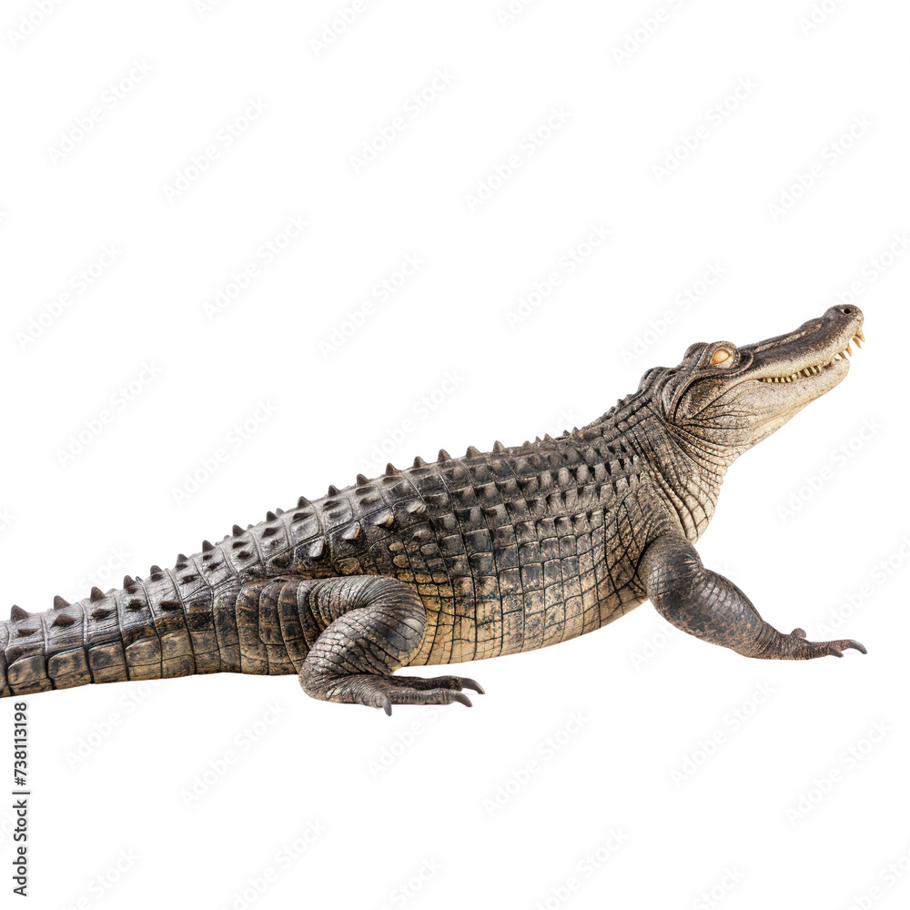 Full body real crocodile side view isolated on transparent or white ...