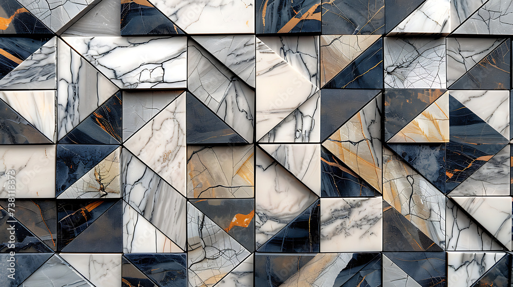 Geometric Marble Mosaic Inlay: Abstract Mixed Wall Tiles with ...
