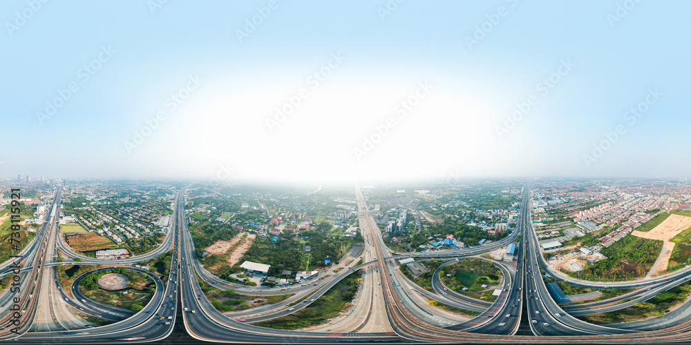 Spherical HDRI panorama 360 degrees angle view of Expressway road ...