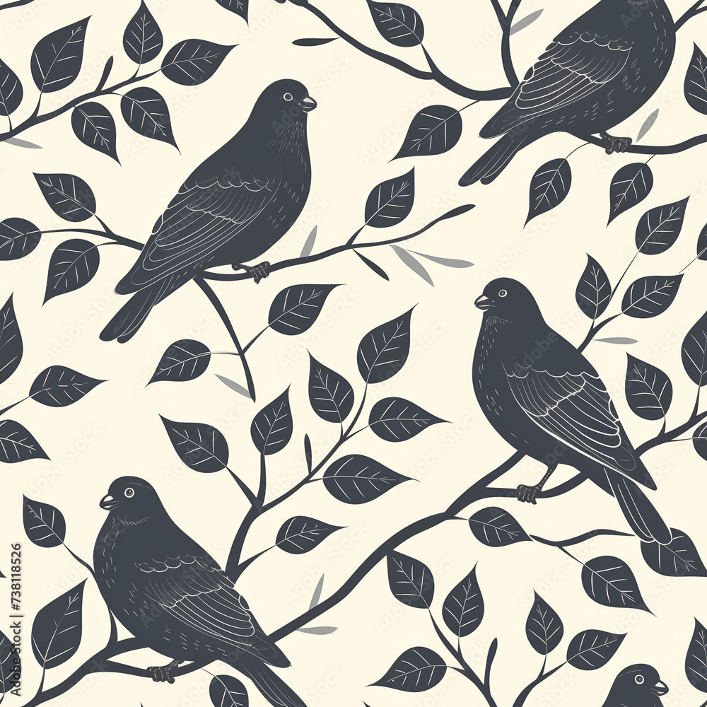 Tile with doves, pigeon as background and to fill areas, ai generated ...