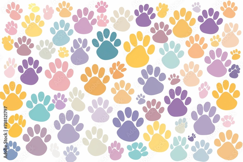 Charming 2D Dog Paw Cartoons: Assorted Shapes, Sizes, and Colors ...