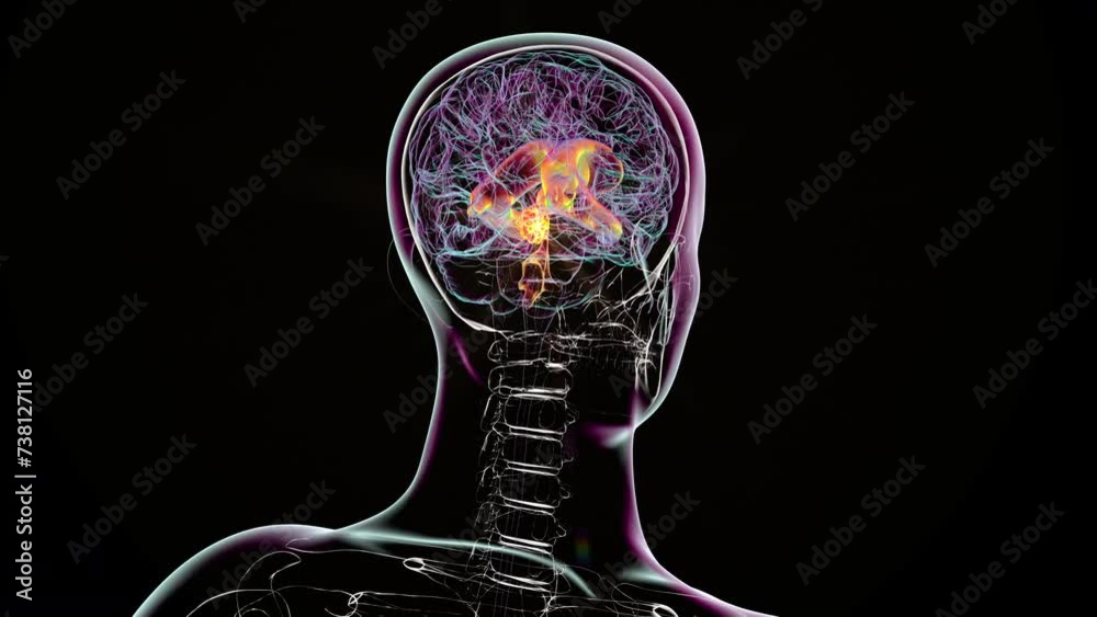 Vidéo Stock A 3D scientific animation depicting enlarged lateral and ...