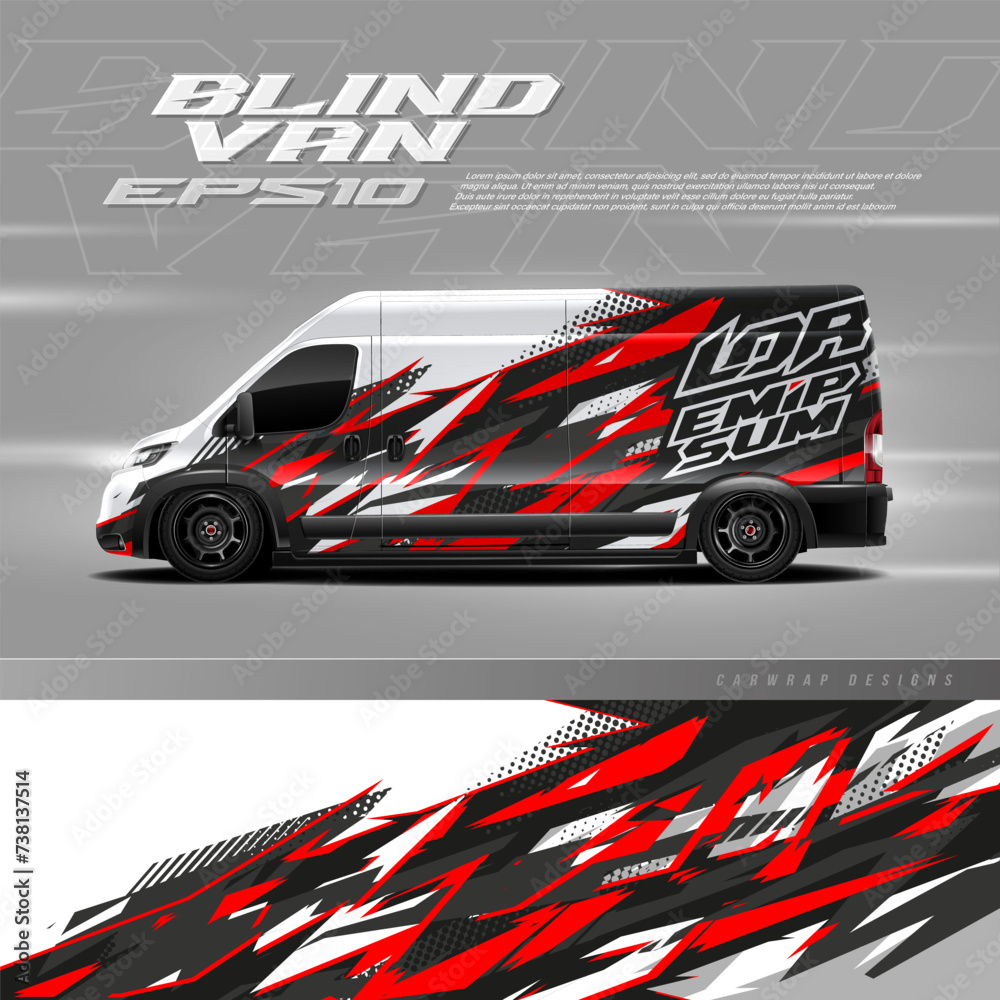 Blind van for racing car wrap design vector. Graphic abstract stripe ...