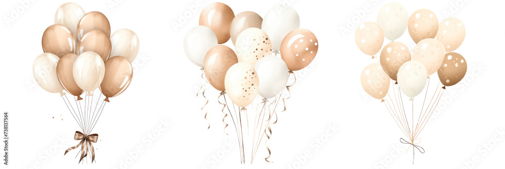 Set of watercolor bundle of beige balloons, cute art, book art, books ...