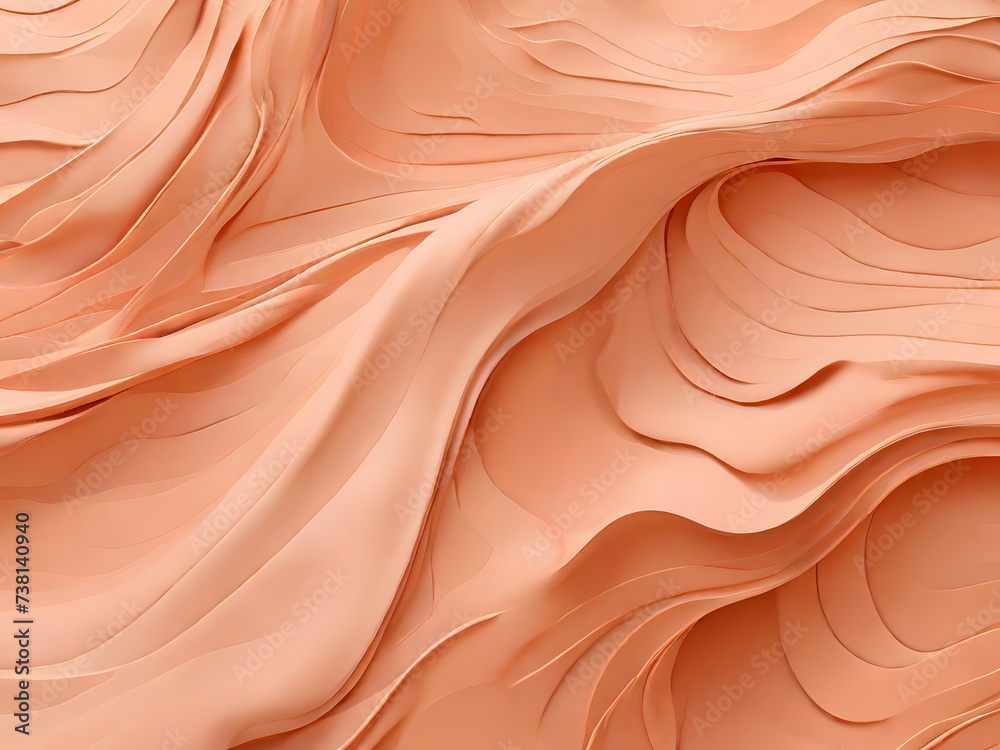 "Peach Fuzz Dream: Abstract Waves Backdrop" "2024 Color Trend: Peach Fuzz Waves Abstract ...