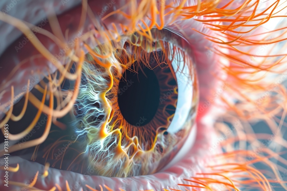 Foto de A detailed view of a brown human eye featuring a dilated pupil ...
