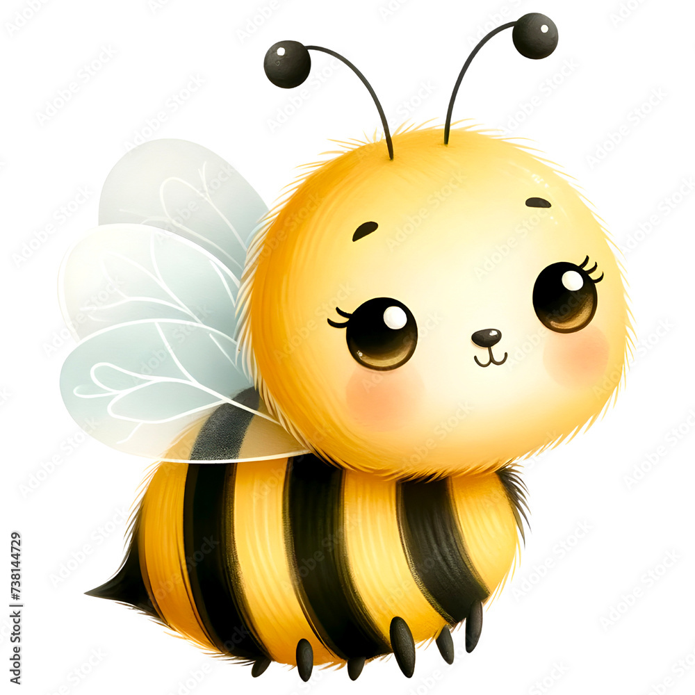 Cute watercolor bee clipart with transparent background Stock ...