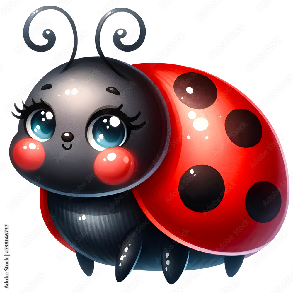 Cute ladybug watercolor clipart with transparent background Stock ...