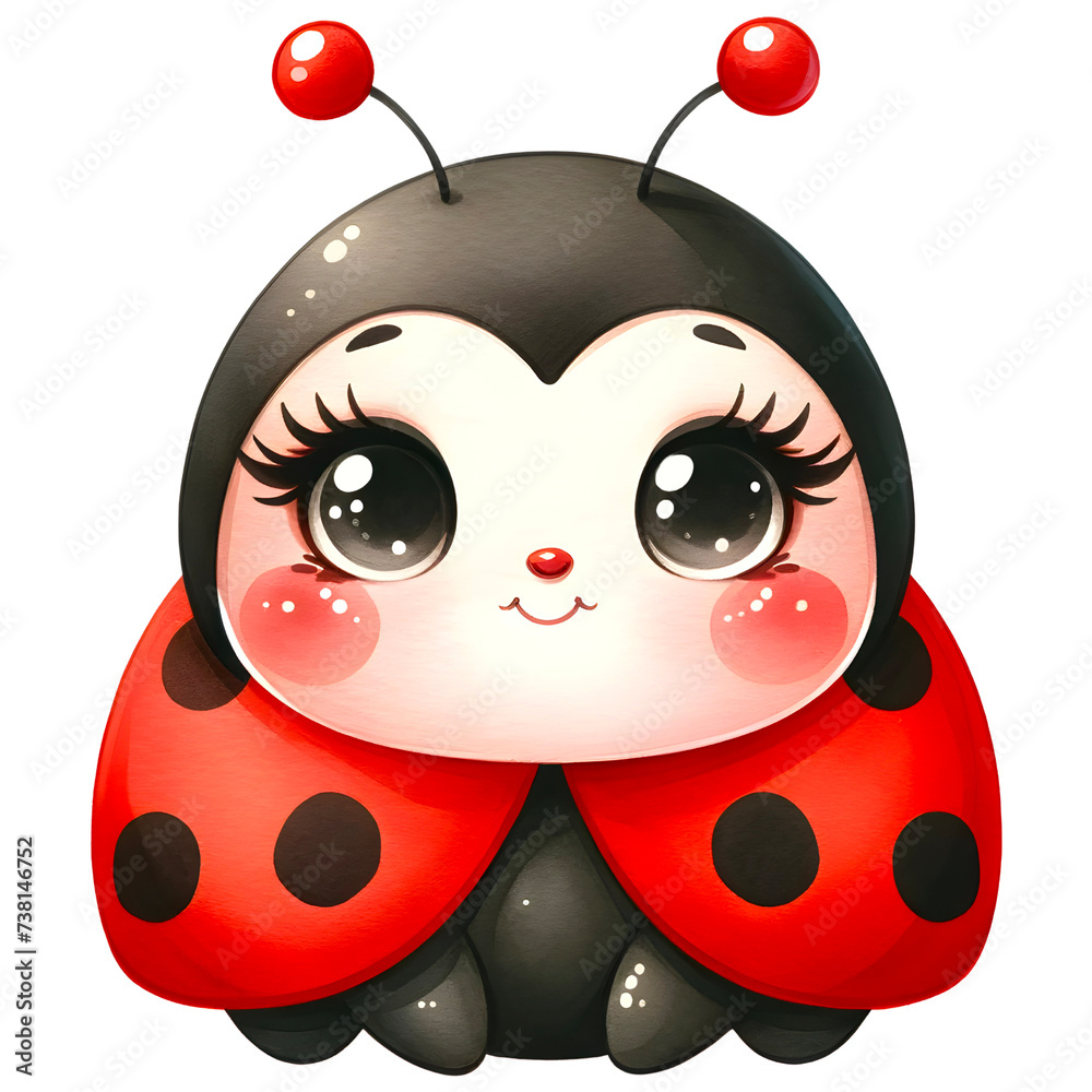 Cute ladybug watercolor clipart with transparent background Stock ...