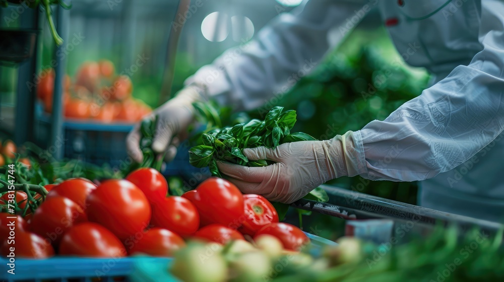 Cropped photo of an employee conducting the fresh produce quality ...