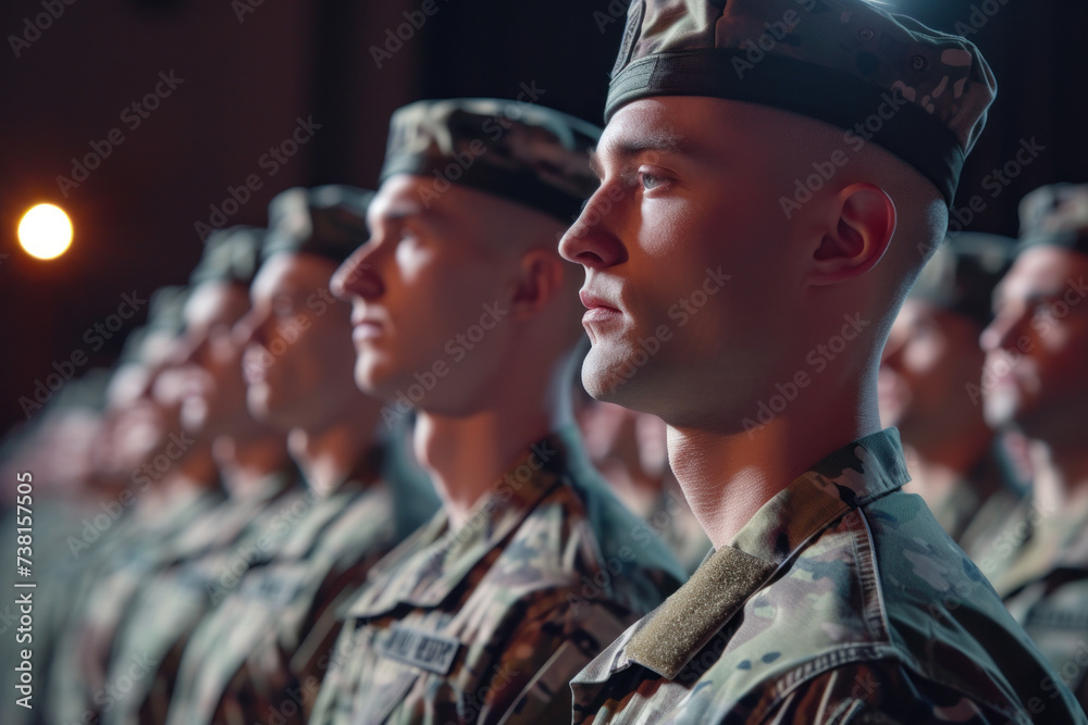 Solemn Dedication: Line of Soldiers at Attention During a Military ...