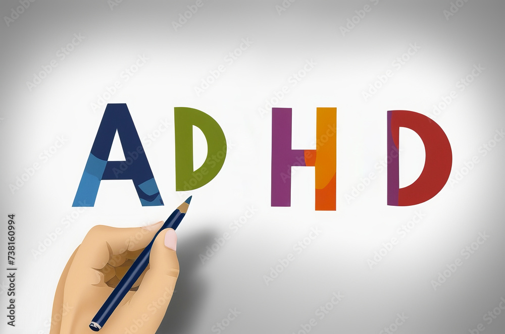 Illustrated ADHD as abbreviation of Attention deficit hyperactivity ...