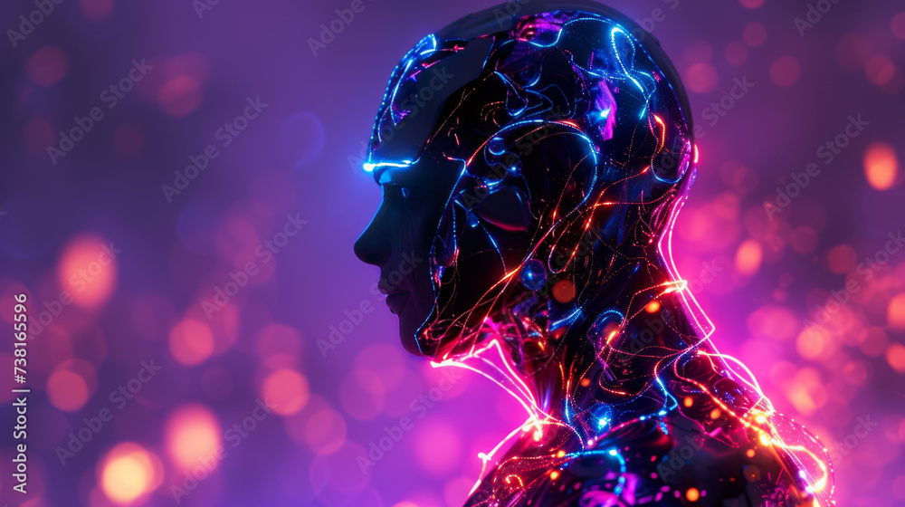 Mans body intertwined with nano mechanical enhancements. Nano particles ...