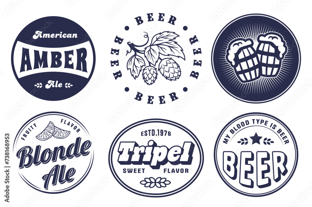 Beer Set of Retro Vintage Beer Badges and Labels for the Design of ...