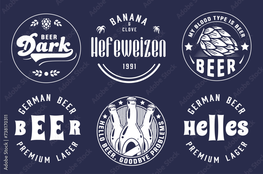 Beer Set of Retro Vintage Beer Badges and Labels for the Design of ...