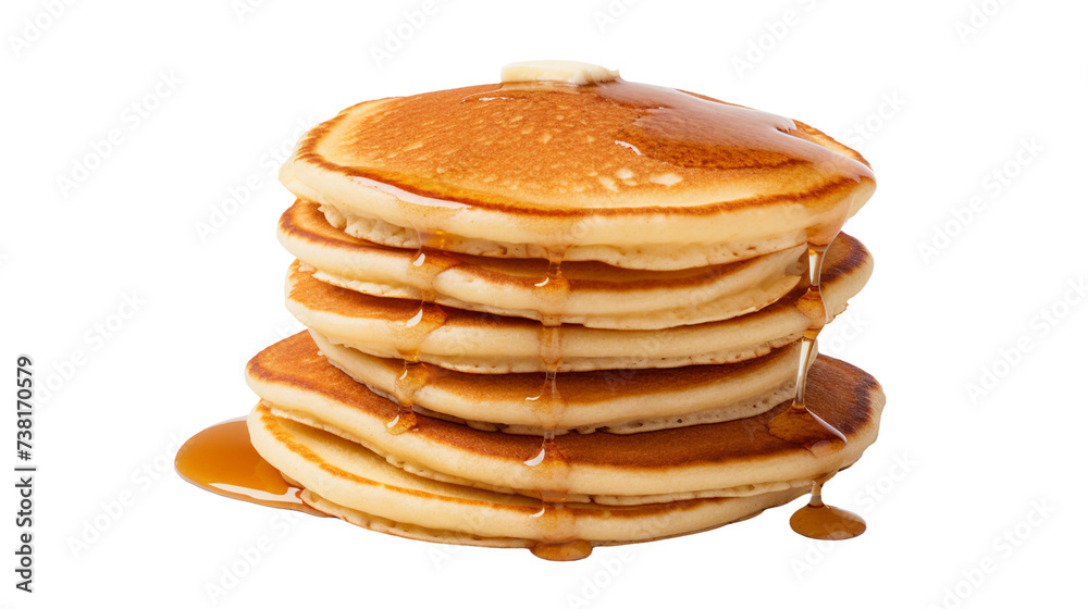 Golden Brown Pancakes Stack on a Plate - Delicious Homemade Breakfast ...