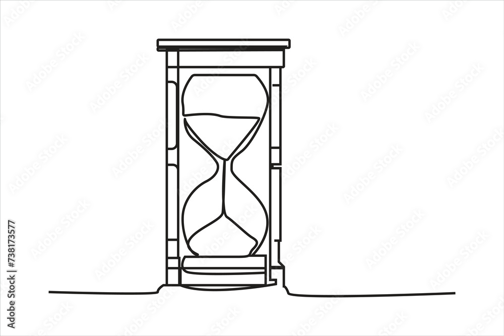 Hourglass In Continuous One Line Vector Drawing Line Art Hourglass