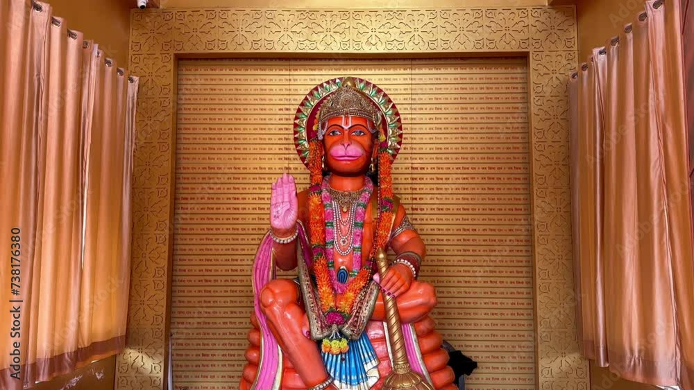 Statue of Lord Hanuman, the Lord of monkeys and devotee of Lord Rama ...