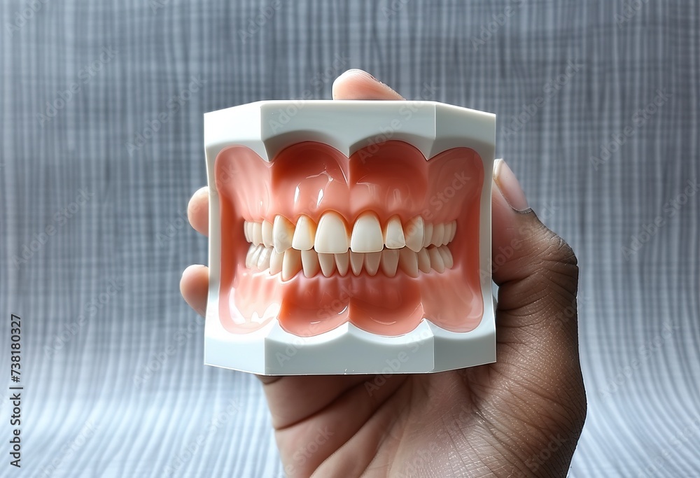 Detailed model of human teeth and gums demonstrating a healthy oral ...