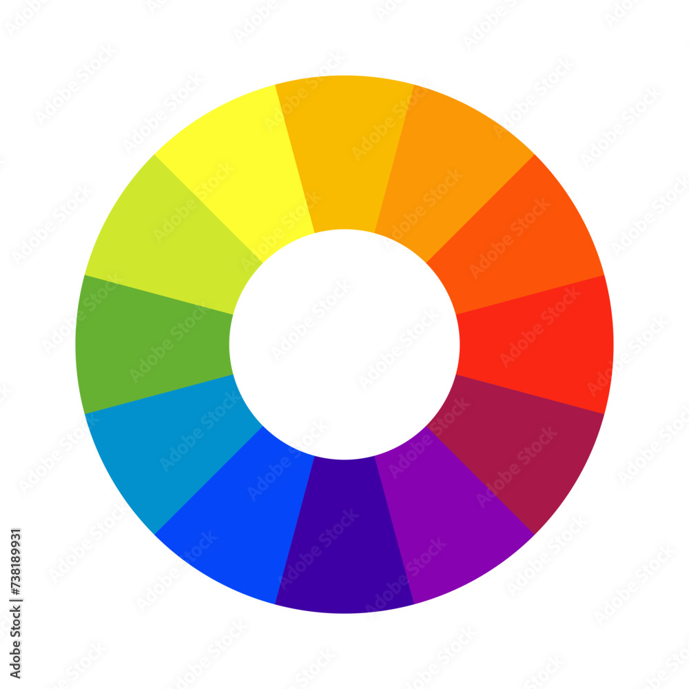 Cycle diagram with 12 color parts vector illustration. Pie chart with ...