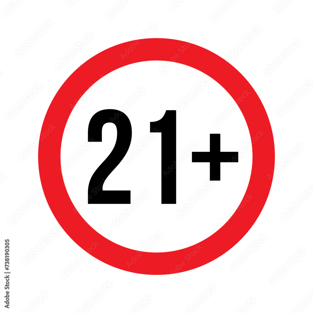 Age restriction for 21 plus vector illustration. Person under 21 not ...