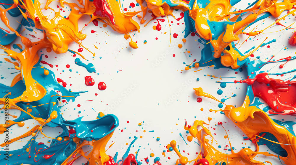 Dynamic Splash of 3D Paint in Primary Colors, High Speed Motion Capture ...