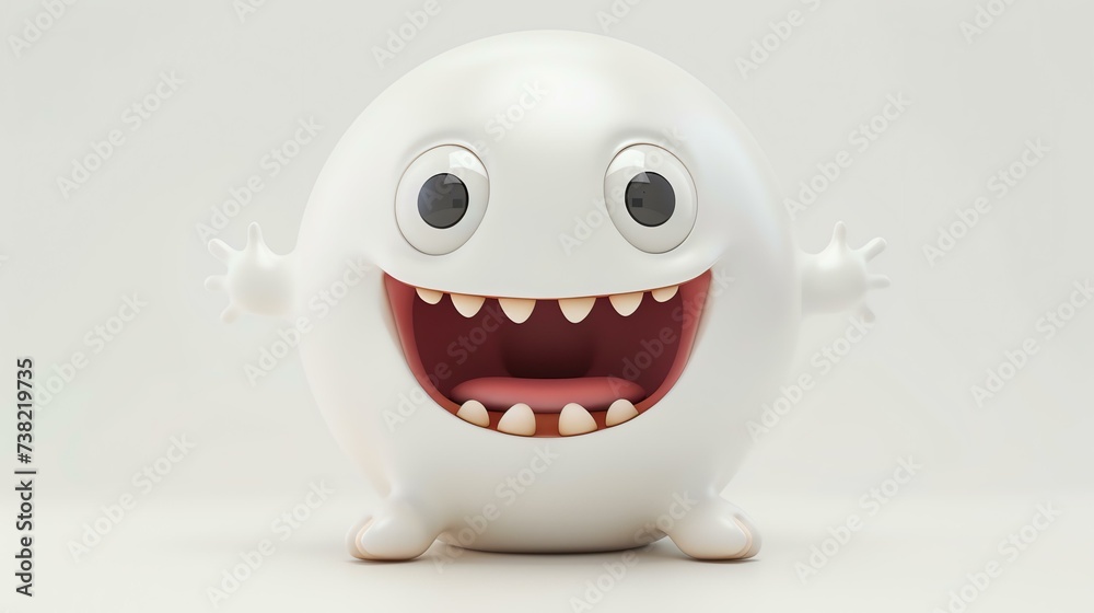 Adorable 3D homunculus character standing on a clean white background ...