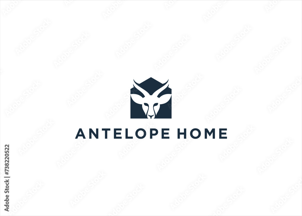 Roan Antelope with Home Real Estate logo design vector illustration ...