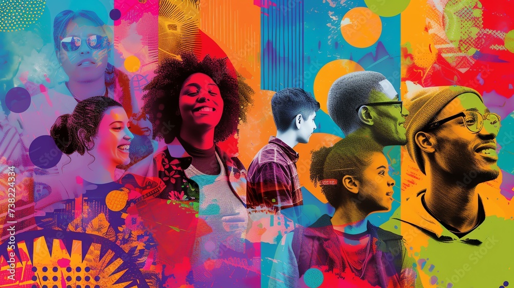 A vibrant collage capturing the essence of diversity and community ...