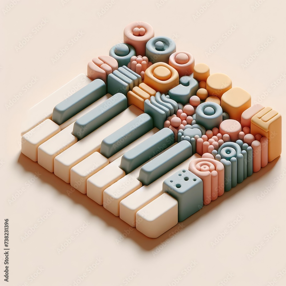 Icon of Keyboard Octave. 3D minimalist cute illustration on a light ...