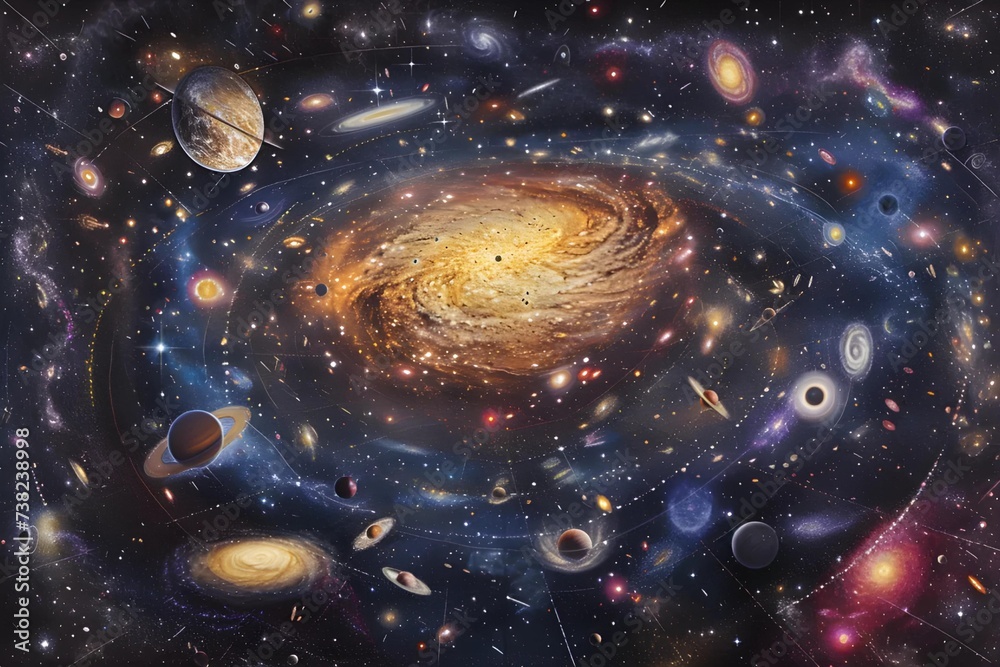 High-quality stock image of a detailed map of the visible universe ...