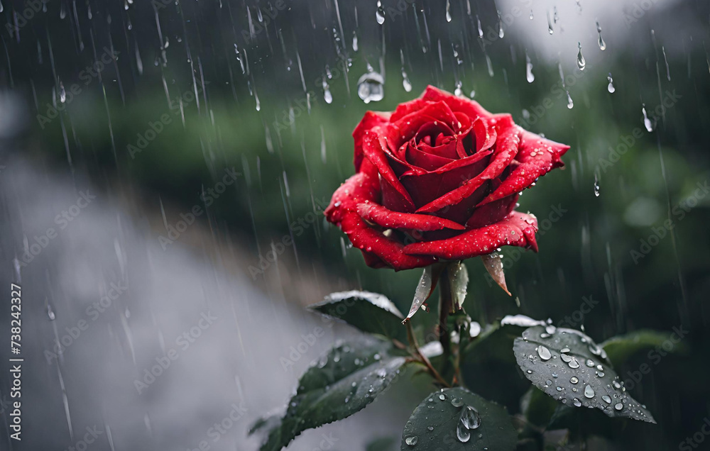 Professional close up of a Red Rose surrounded by fog, A red rose ...