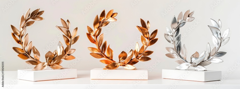 Winner award podium laurel prize pedestal gold silver and bronze Podium ...
