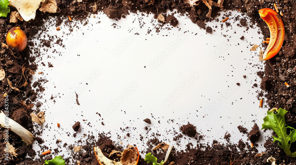 Generative AI, frame of food waste compost and soil, environmental ...