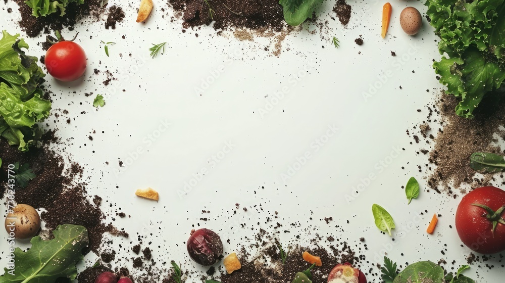Generative AI, frame of food waste compost and soil, environmental ...
